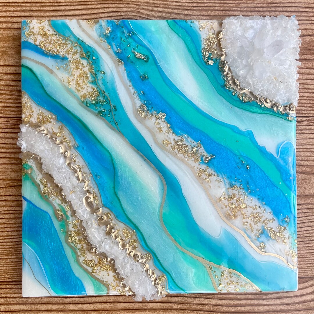 Resin Geode Painting Crystal Gold Rock Agate Resin Textured - Etsy