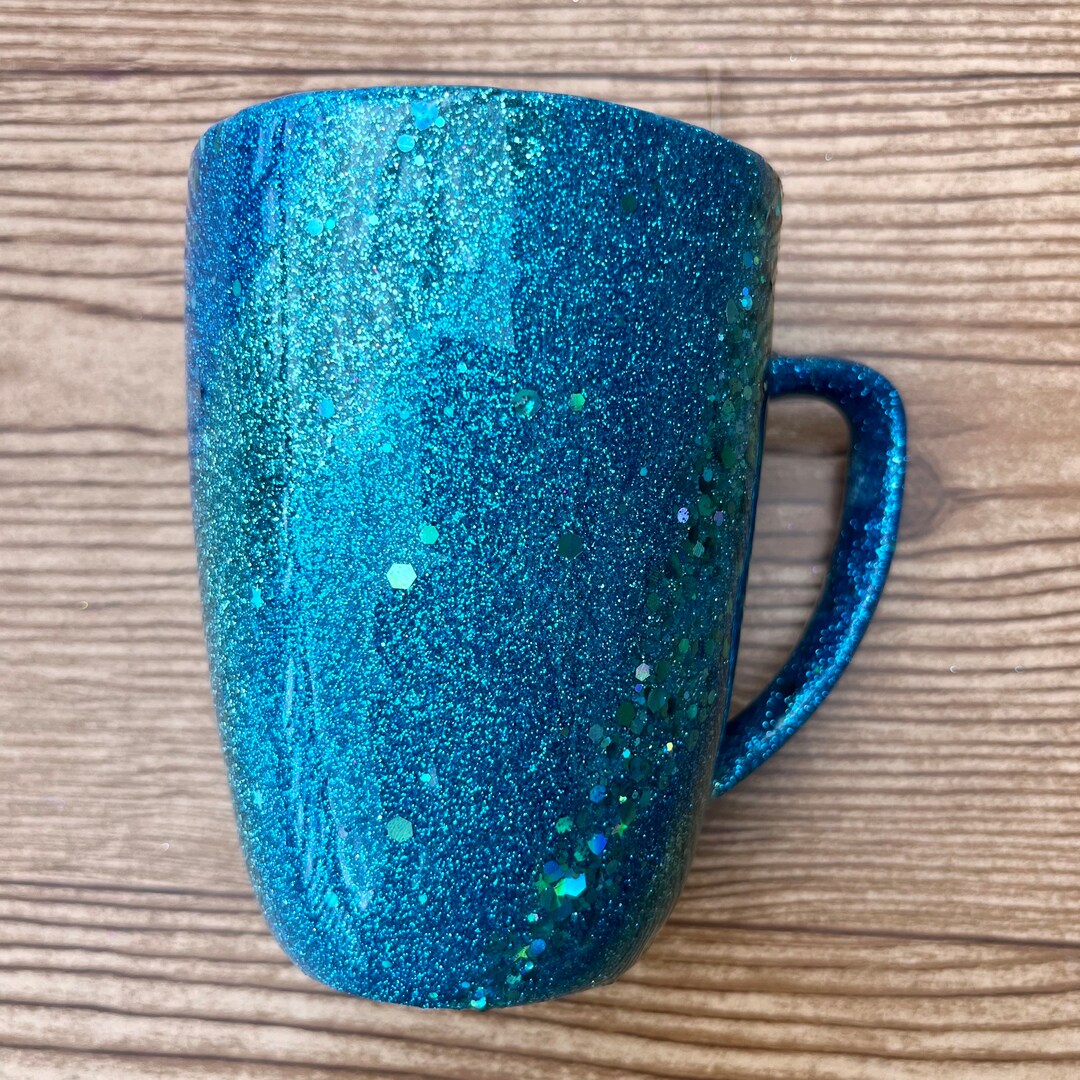 Blue Glitter Mug - Ombré - Glitter - Sky - Sea - Ocean - Resin - Unique ...