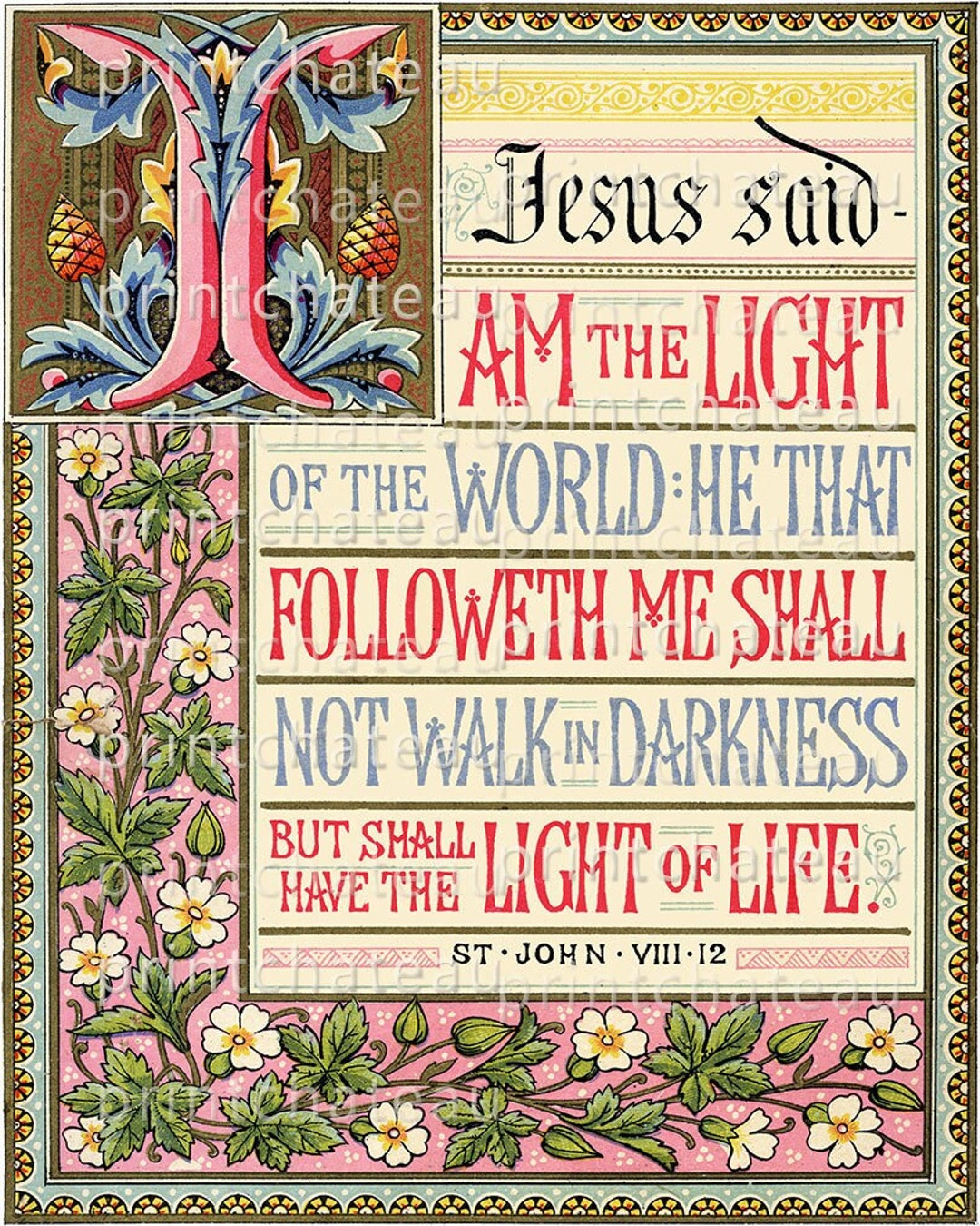 Jesus Said BIBLE VERSE Inspirational NEW Giclee Art Print of Victorian ...