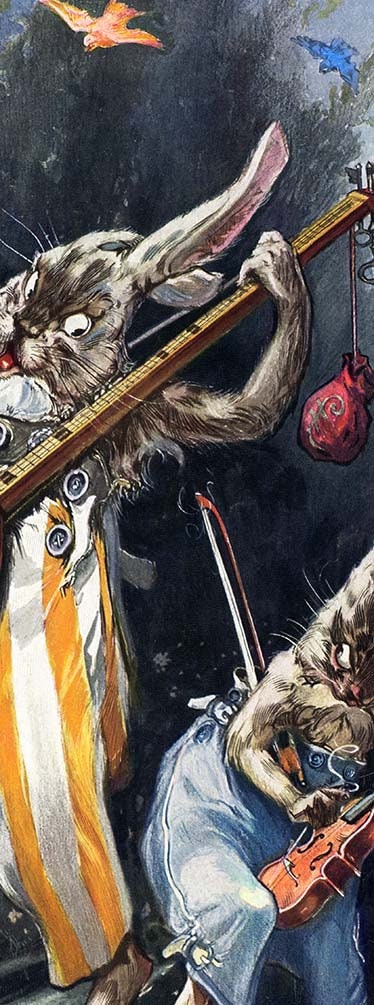 BUNNY Rabbit Band New GICLEE Art Print Playing Trombone Violin Mandolin ...