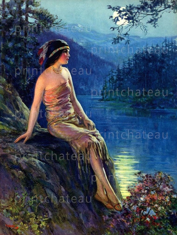 Native Indian Woman Art Native American Indian Woman" Mounted Print