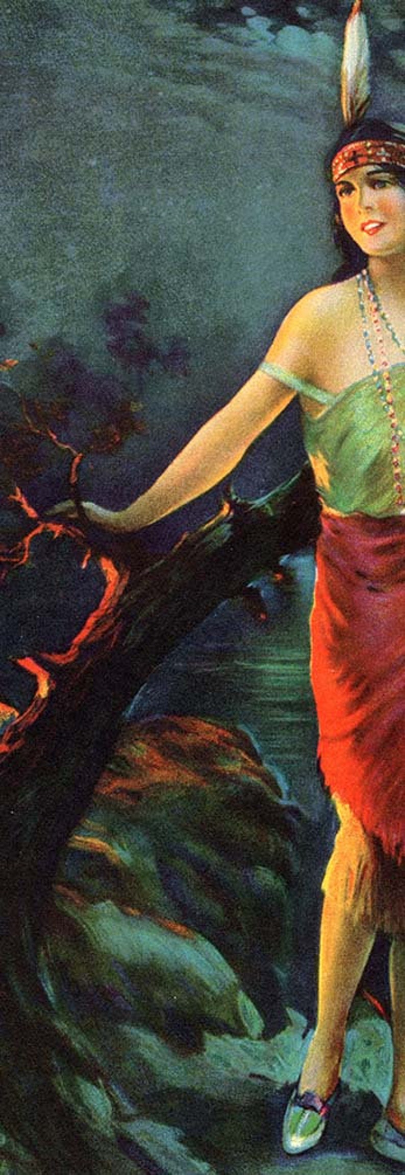 American Native INDIAN WOMAN in Moonlight NEW Giclee Art Print From ...