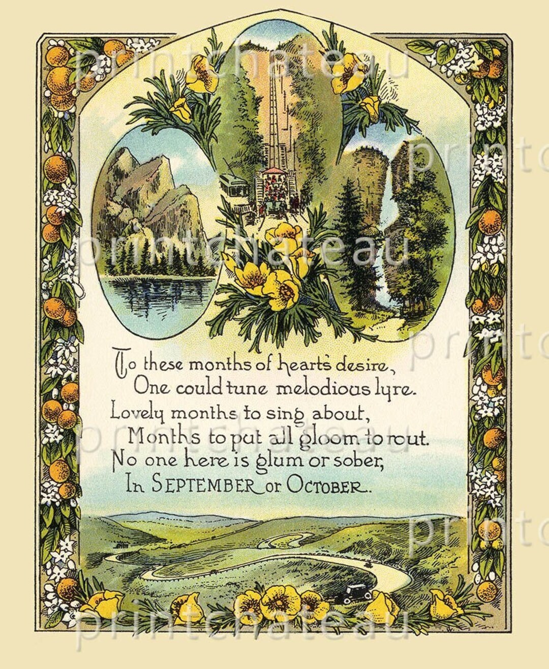 Southern CALIFORNIA Poem NEW GICLEE Art Print Mt Lowe Yosemite Falls ...