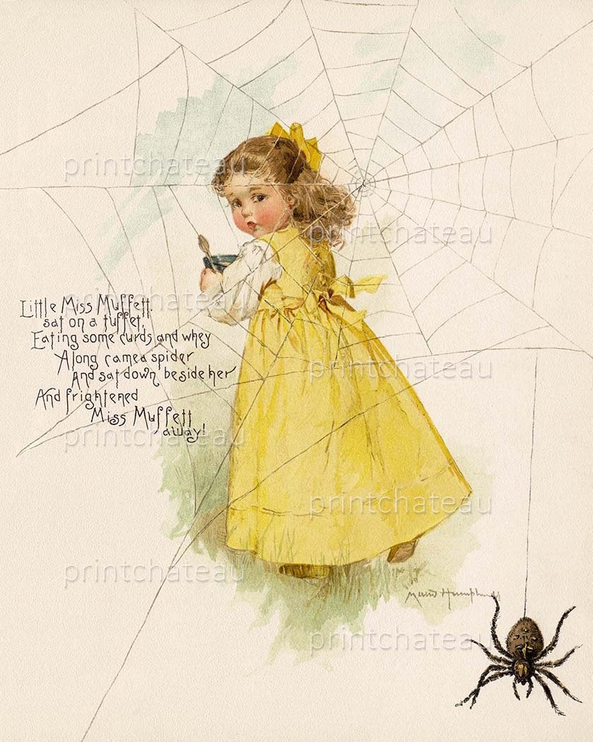 Little MISS MUFFET by Maud Humphrey NEW Giclee Art Print Nursery Rhyme ...