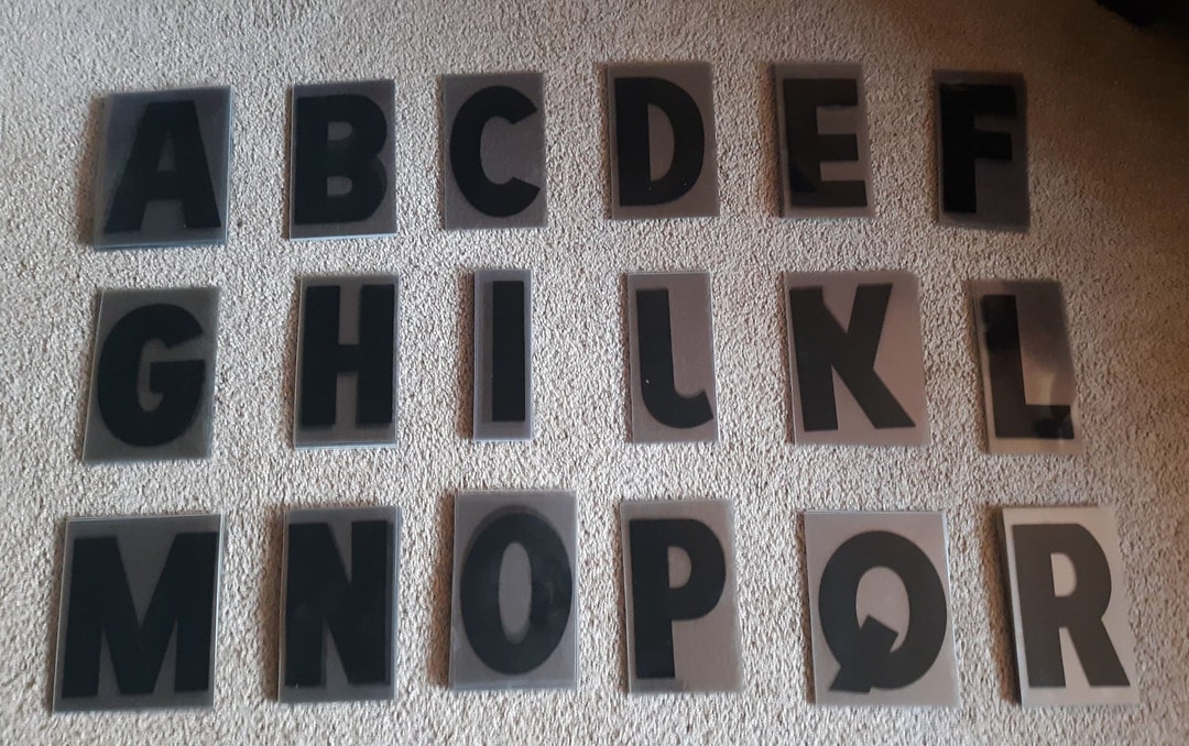 Vintage Plastic Sign Letters and Numbers Clear Black A-Z Symbols ...