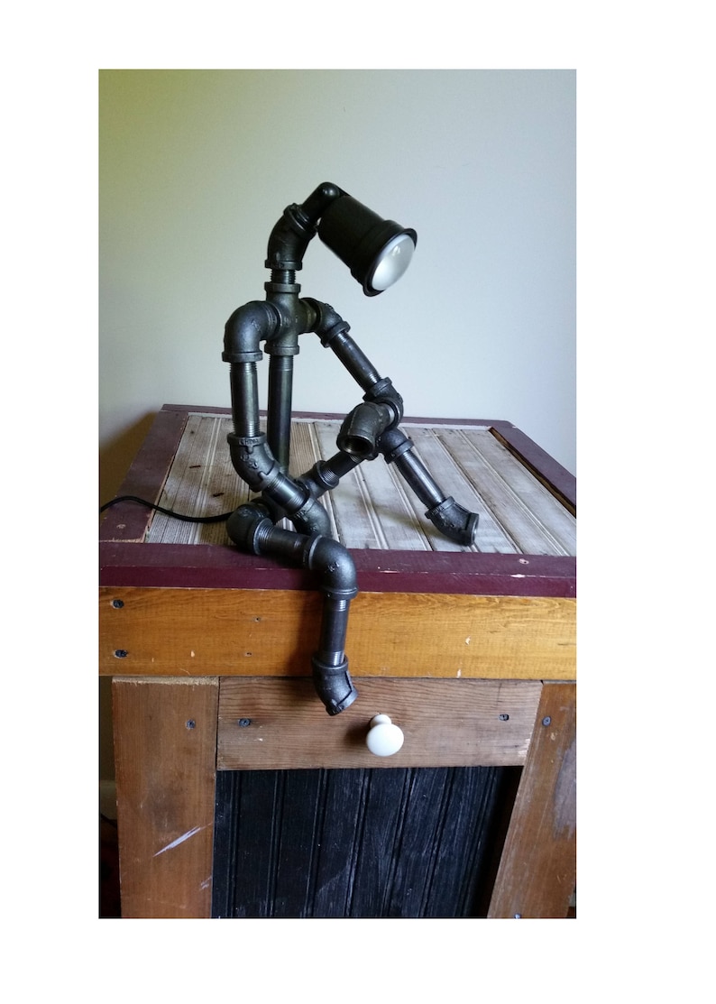 Robot Light Industrial Desk Pipe Light Steampunk Art Desk Lamp Black ...