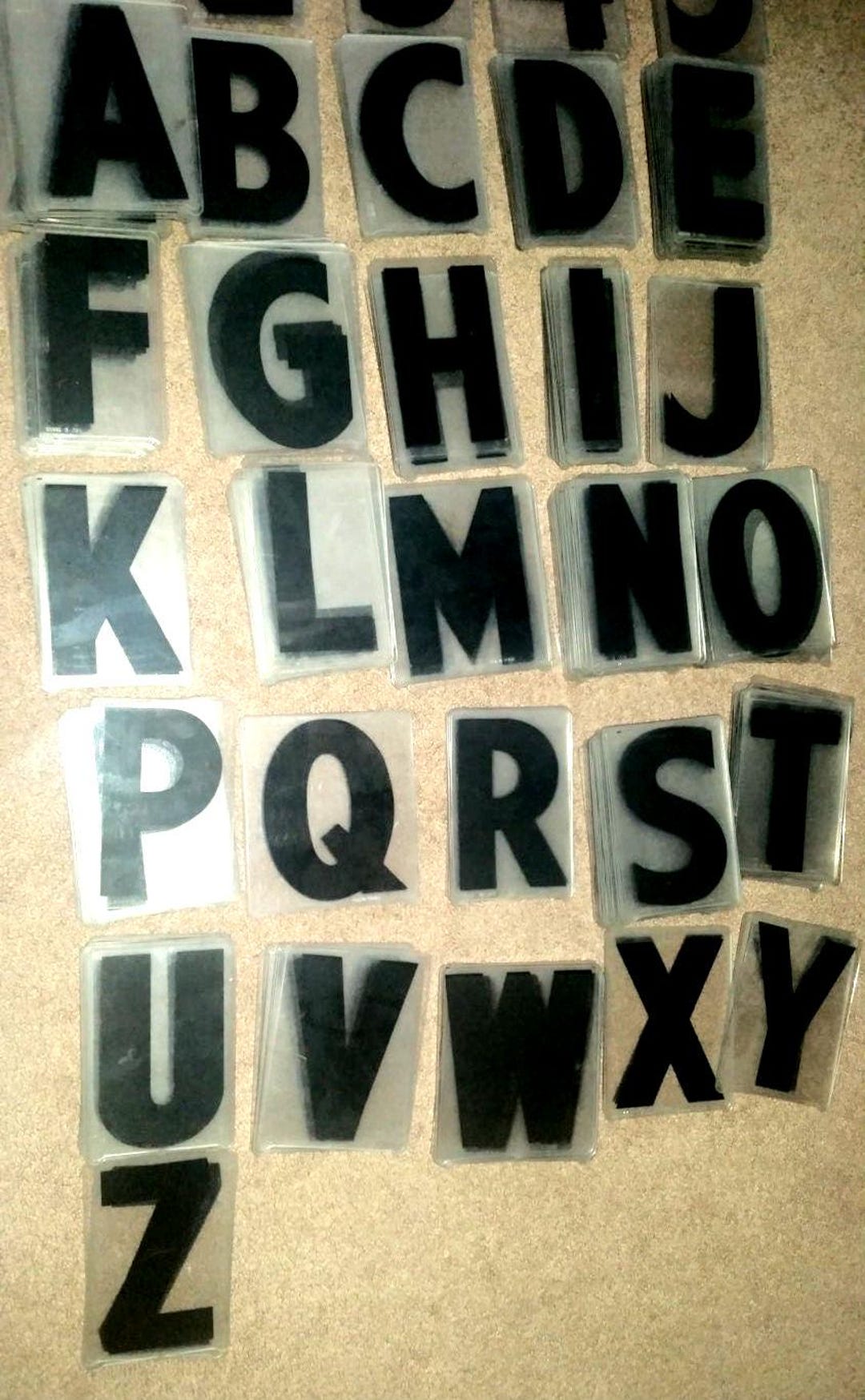 Vintage Plastic Sign Letters and Numbers Clear Black A-Z, Numbers ...
