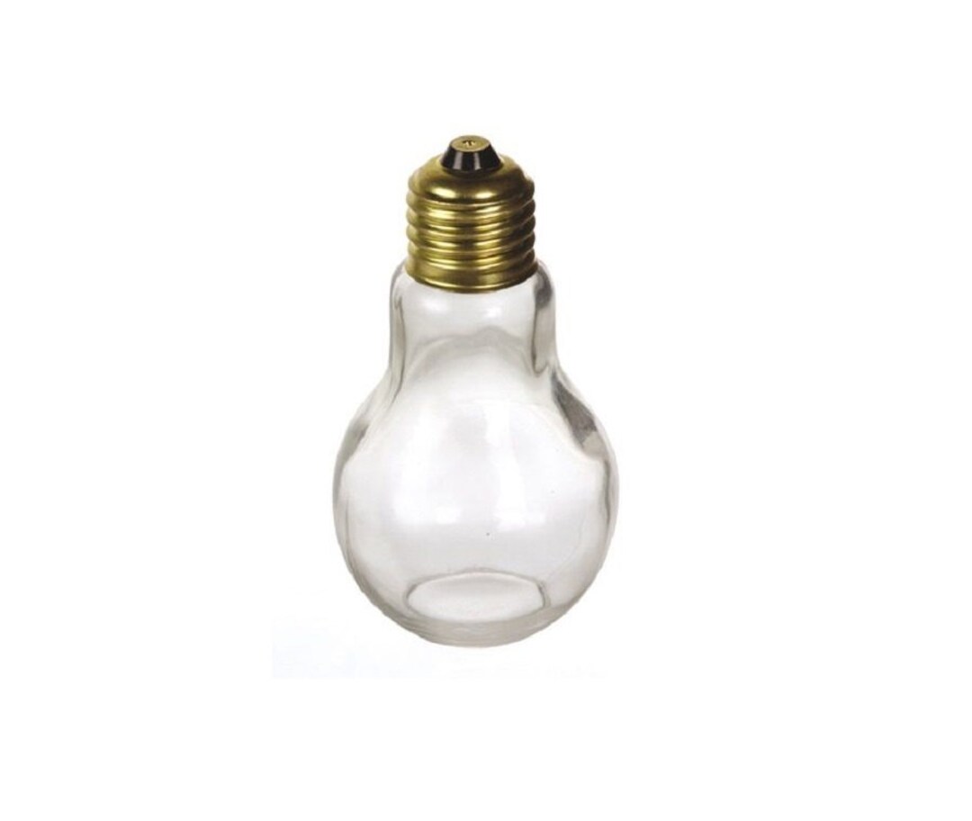 Light Bulb Glass Novelty Jar With Gold Lid 4 1/4" 3.5 Ounces 110 Ml ...