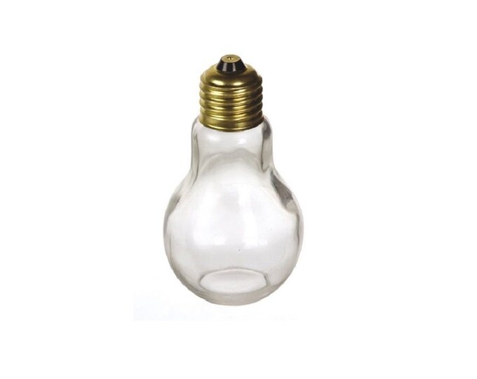 Light Bulb Glass Novelty Jar With Gold Lid 4 1/4 3.5 Ounces 110 Ml ...