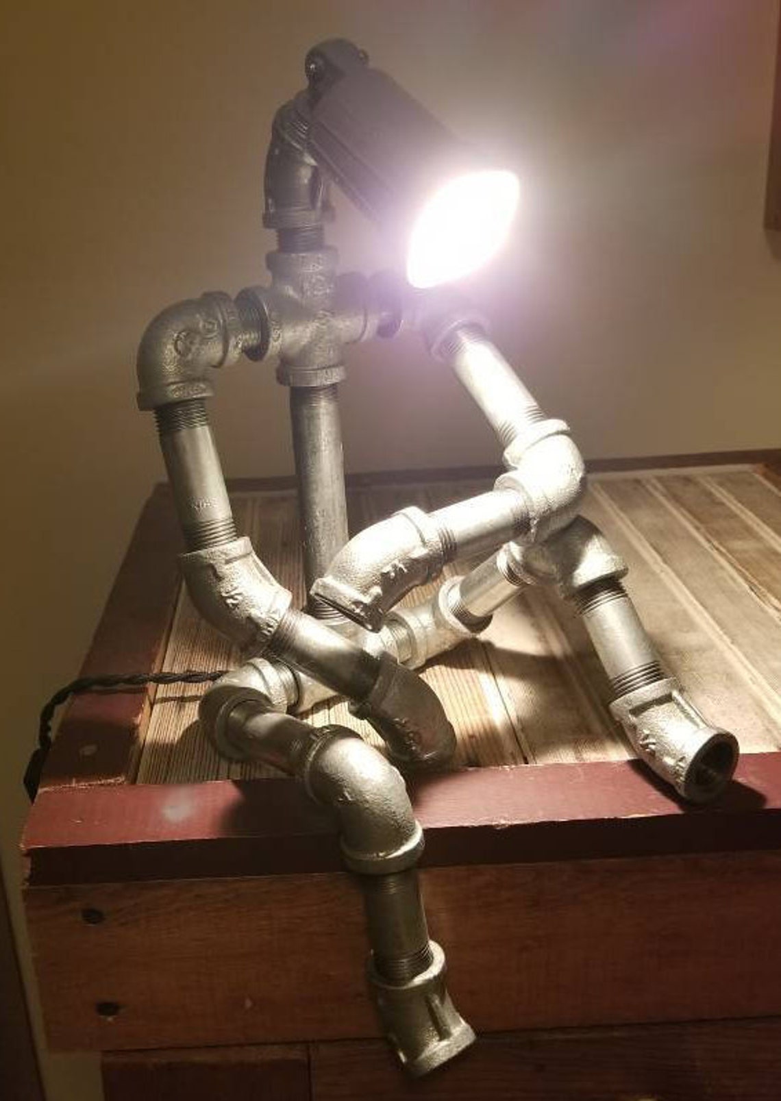Robot Pipe Light Dorm Desk Lamp Modern Industrial Silver - Etsy