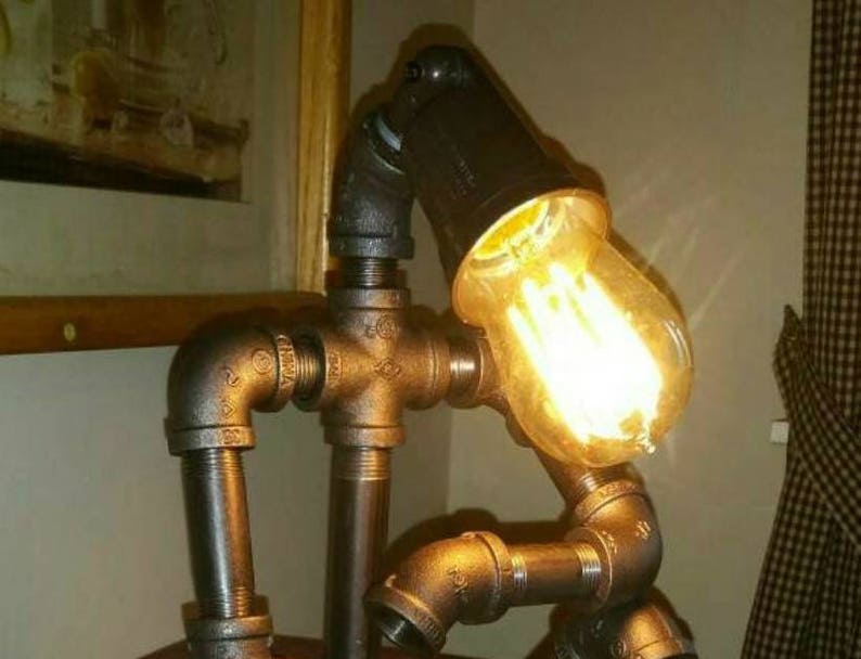 Robot Light Industrial Desk Pipe Light Steampunk Art Desk Lamp Black ...