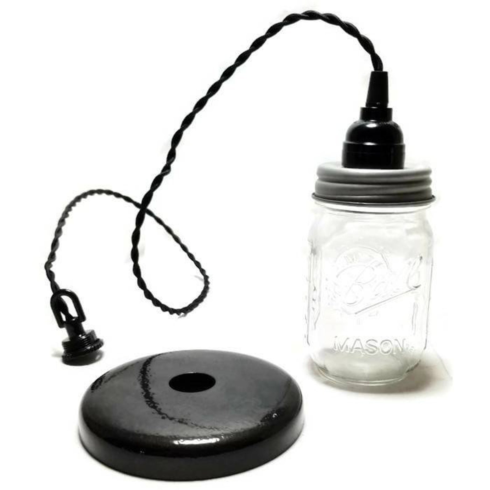 Ball Jar Pendant Light With Steel Canopy Any Color Lid Ceiling | Etsy