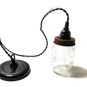 Ball Jar Pendant Light With Steel Canopy Any Color Lid Ceiling Canopy ...