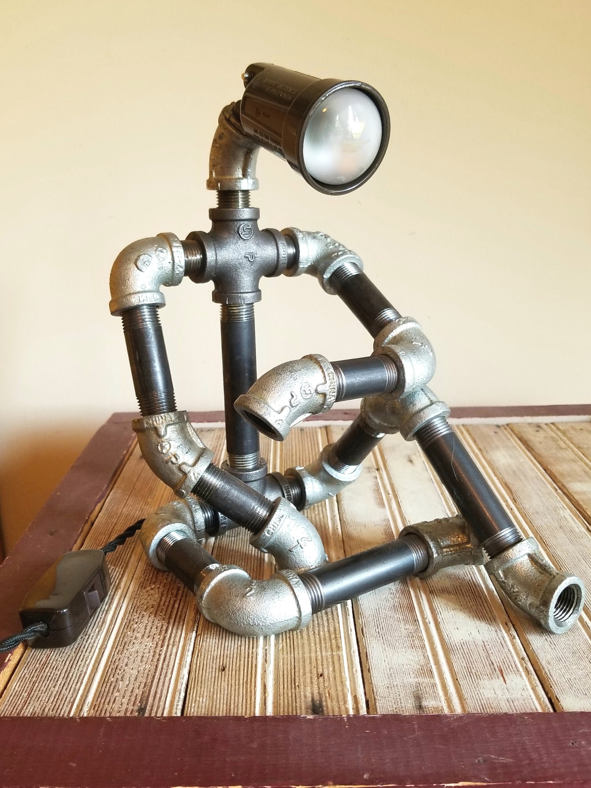 Robot Lamp Modern Industrial Pipe Light Steampunk Art Black - Etsy Canada