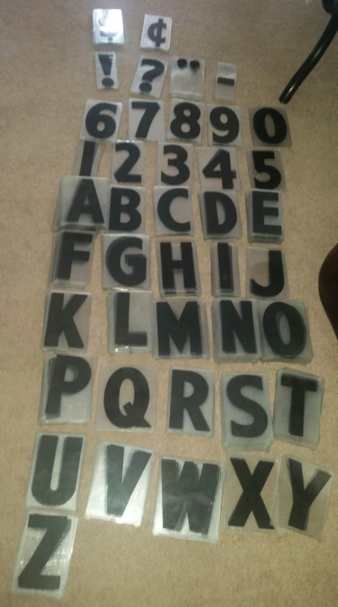 Vintage Plastic Sign Letters and Numbers Clear Black A-Z, Numbers ...