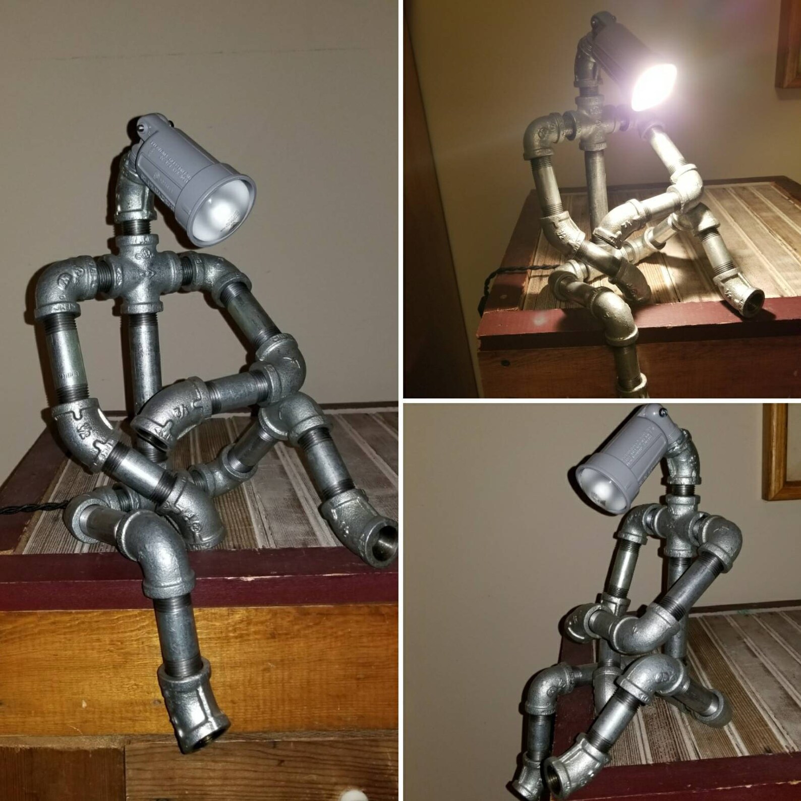 Robot Pipe Light Dorm Desk Lamp Modern Industrial Silver - Etsy
