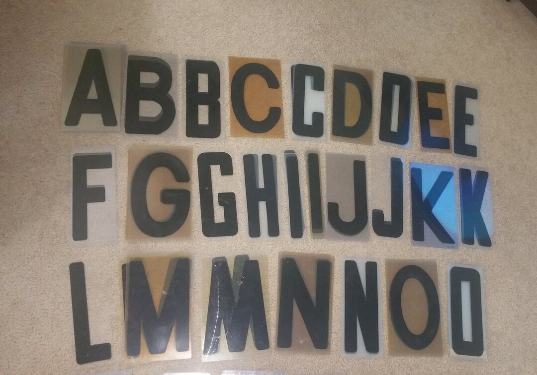 Vintage Plastic Sign Letters and Numbers Clear Black A-Z Symbols ...