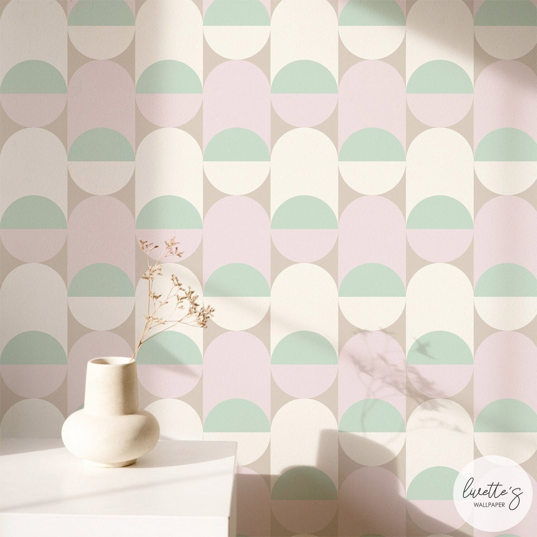 Pastel Retro Design Wallpaper, Removable Wallpaper and Traditional ...