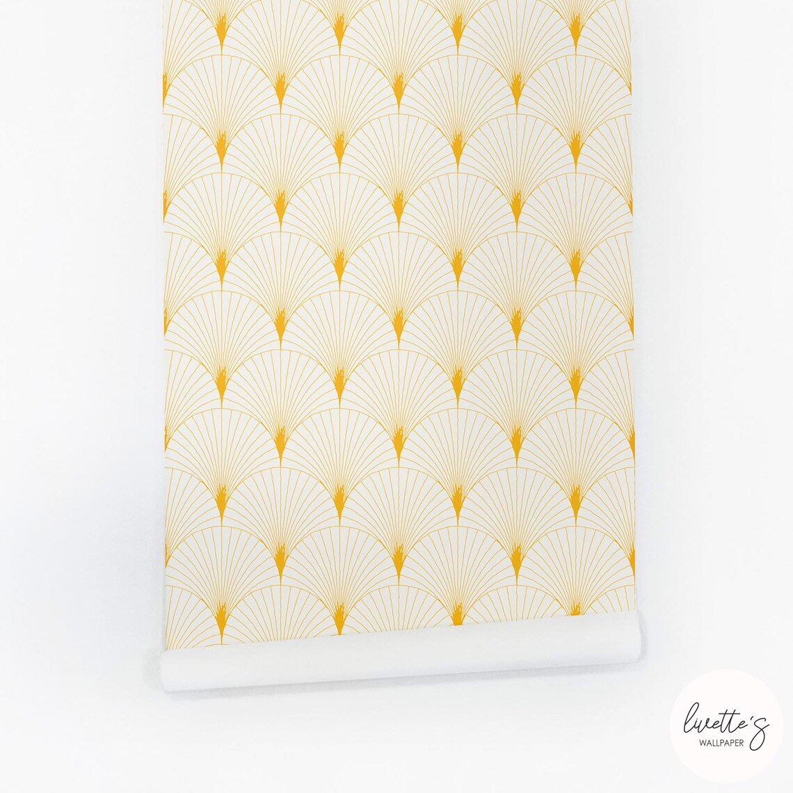 Yellow Scallop Wallpaper Art Deco Scallop Tiles Traditional | Etsy