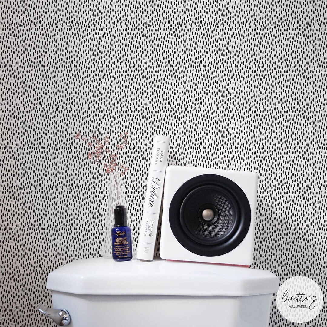 Spotty Wallpaper Black and White Wall Art Tiny Speckled Wallpaper Fun ...