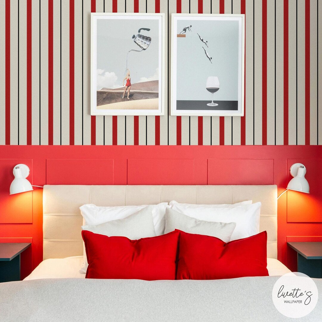Striped Wallpaper for Bedroom Stripe Red Wallpaper Stripe Wallpaper for ...
