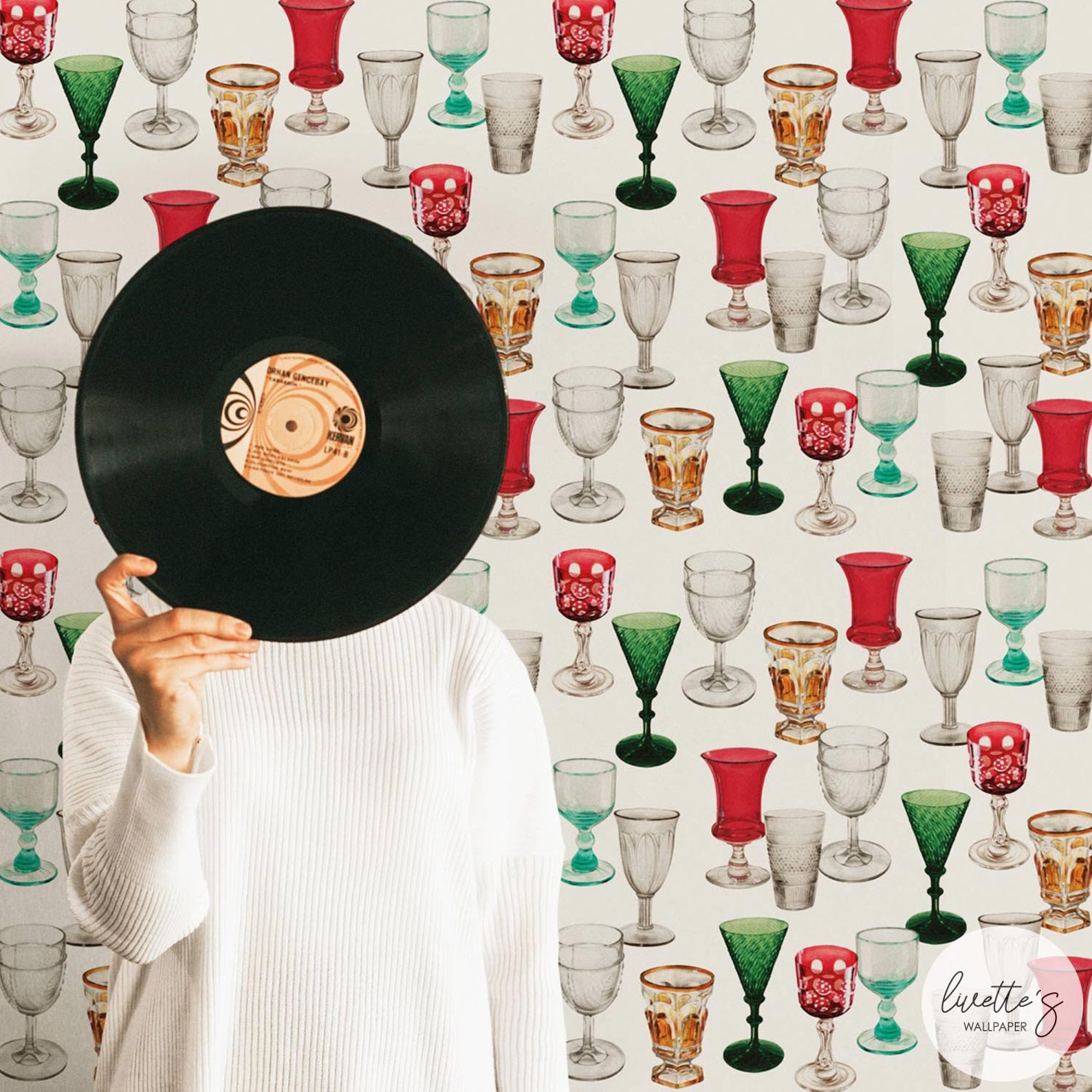 Vintage Cocktail Party Removable Wallpaper / Retro Print Wallpaper ...