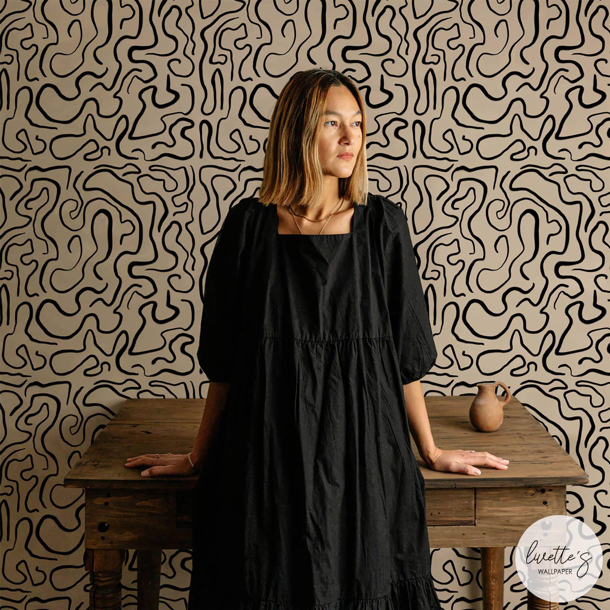 Abstract Funky Lines Ceiling Wallpaper - Etsy