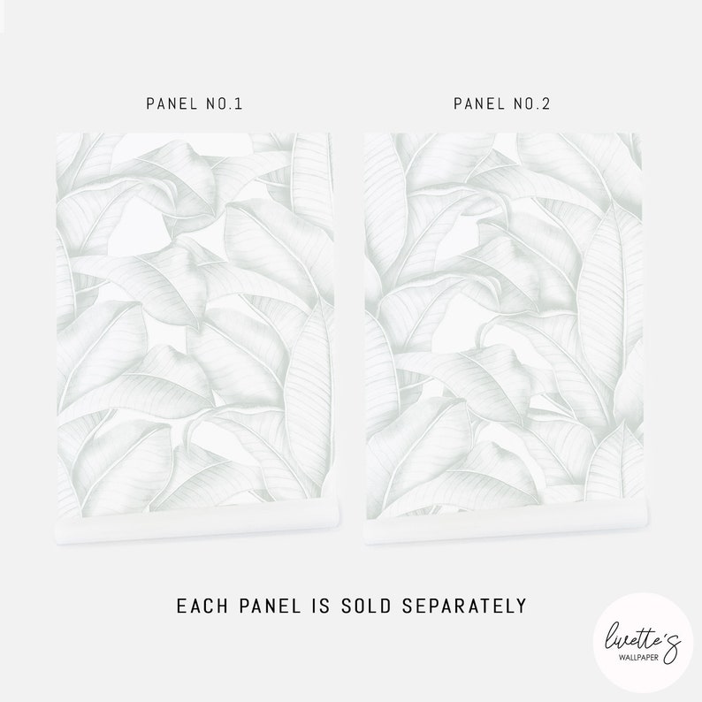 Light Sage Green Palm Leaves Wallpaper, Subtle Design Palm Leaf Wallpaper, Botanical Peel and ...