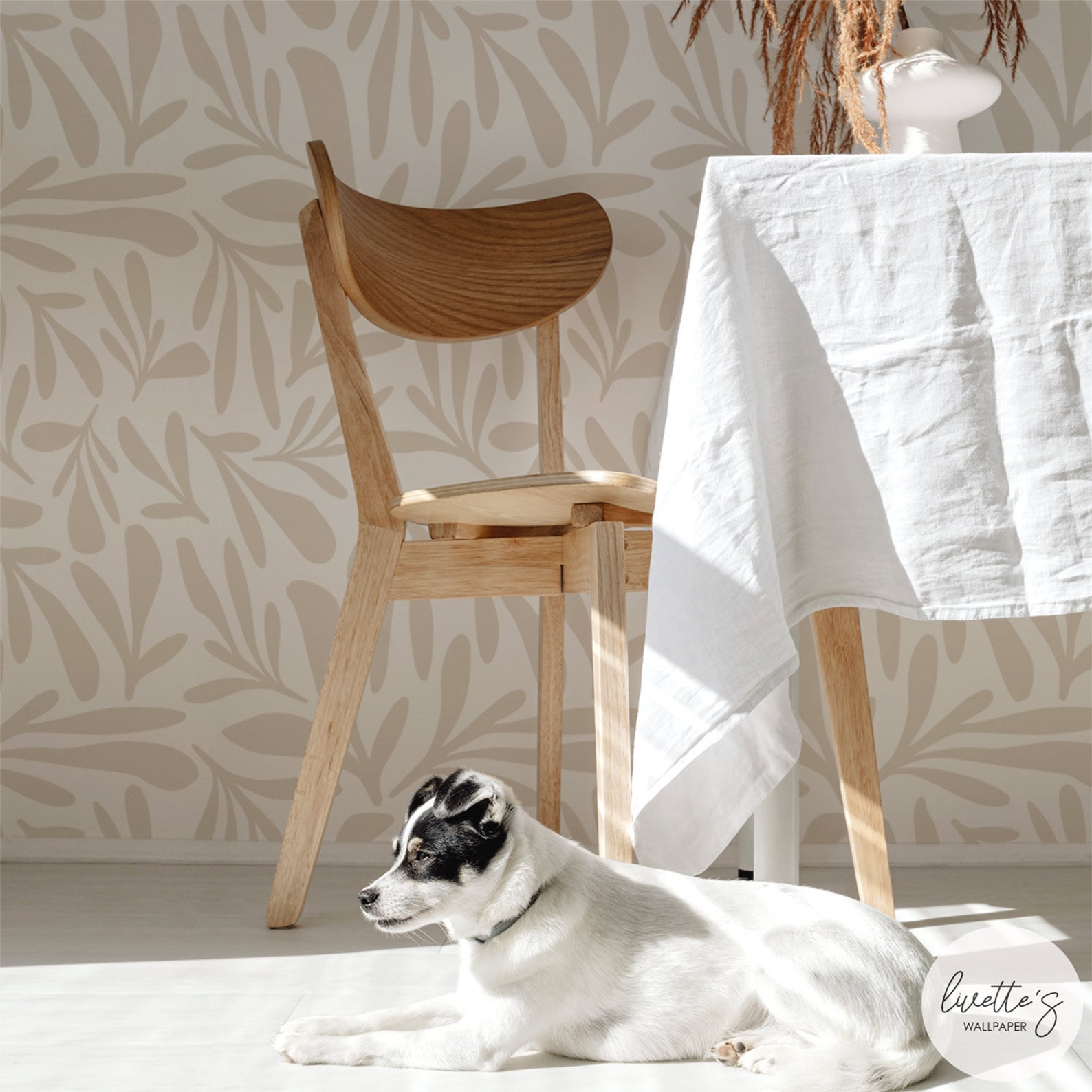 Hazelnut Color Floral Removable Wallpaper Available as Self Adhesive or ...