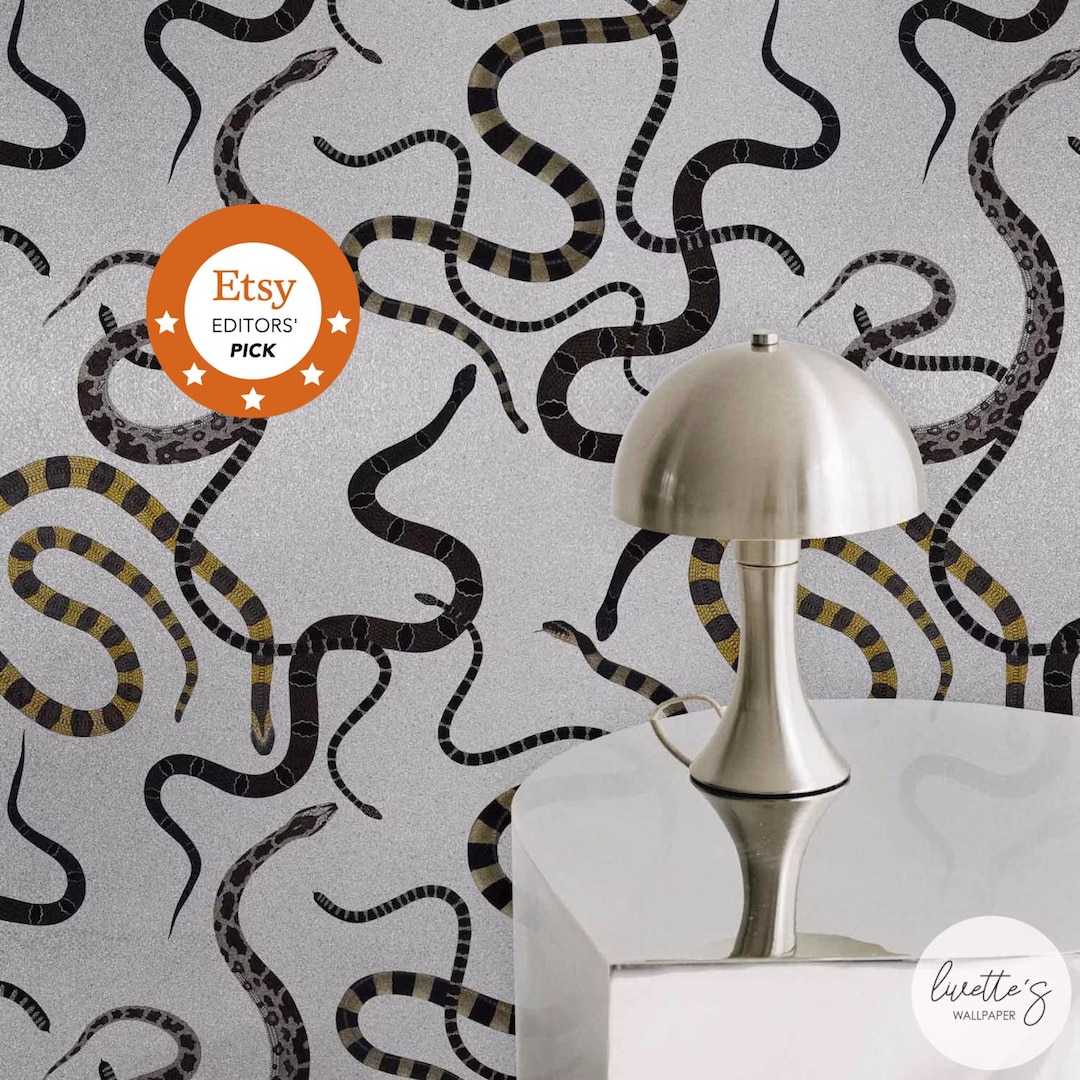 Silver Snake Metallic Wallpaper - Etsy