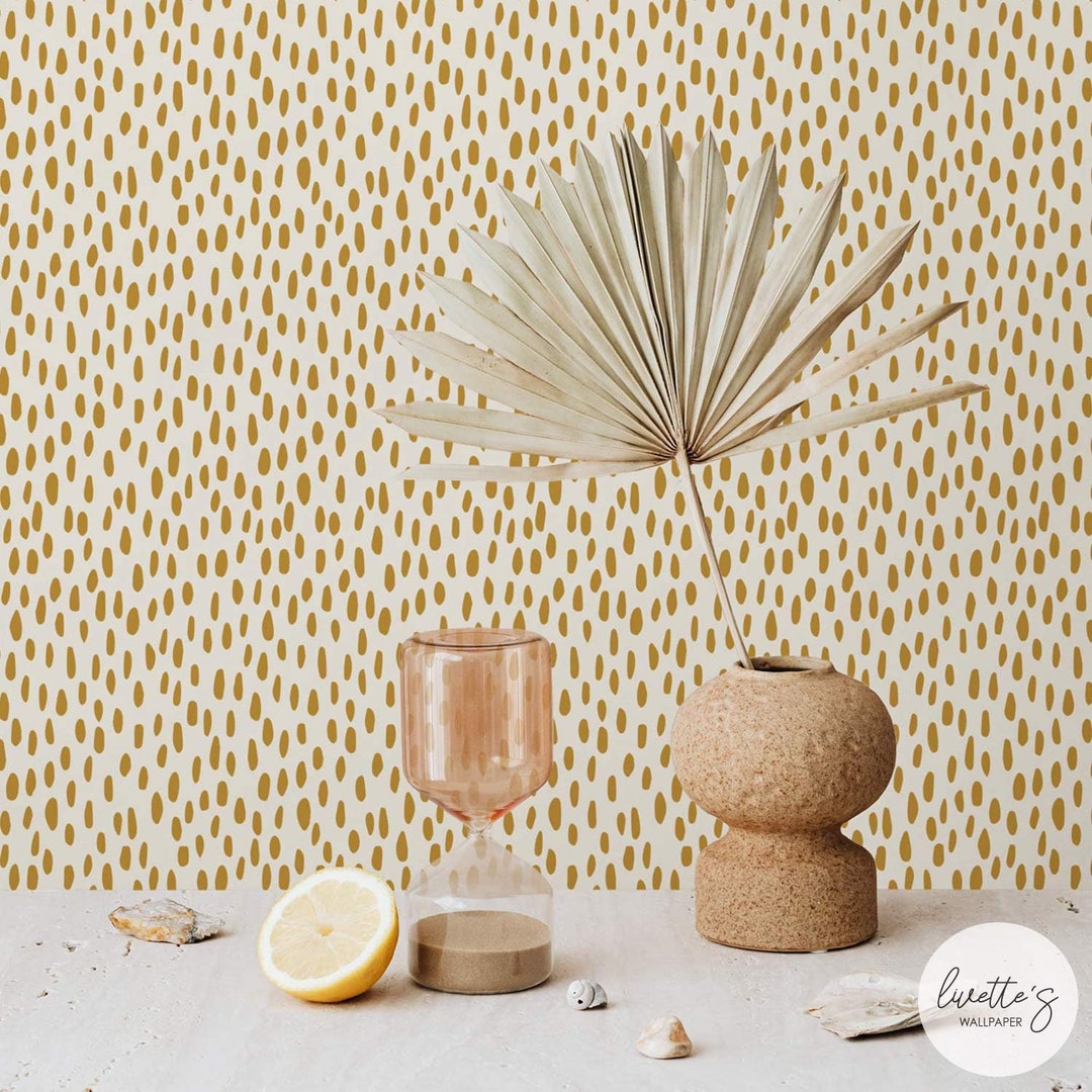 Ochre Color Speckle Pattern Wallpaper / Neutral Bohemian Pattern ...