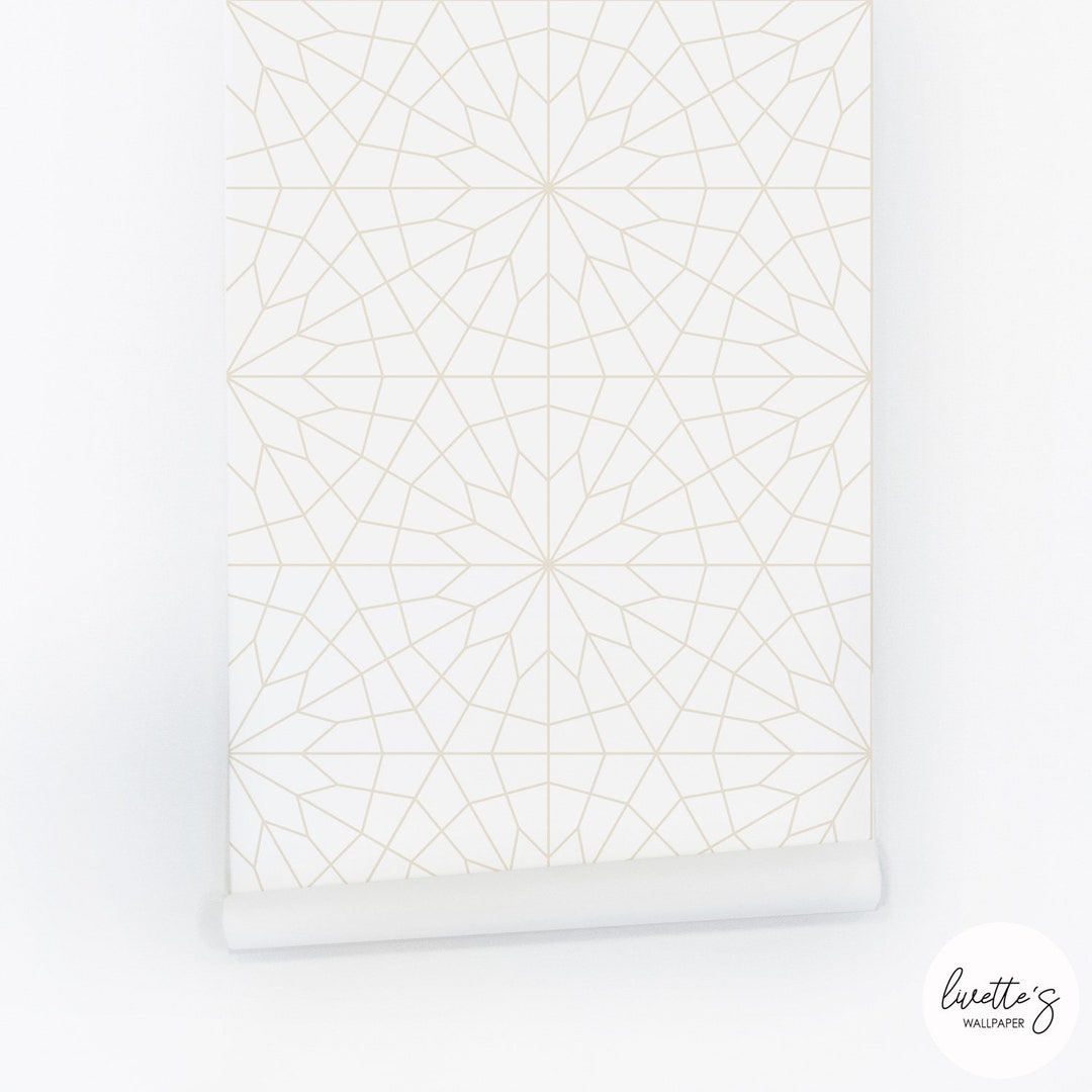 Geometric Beige Peel and Stick Wallpaper, Scandinavian Style - Etsy