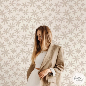 Neutral Daisy Print Removable Wallpaper Available as Self Adhesive or ...