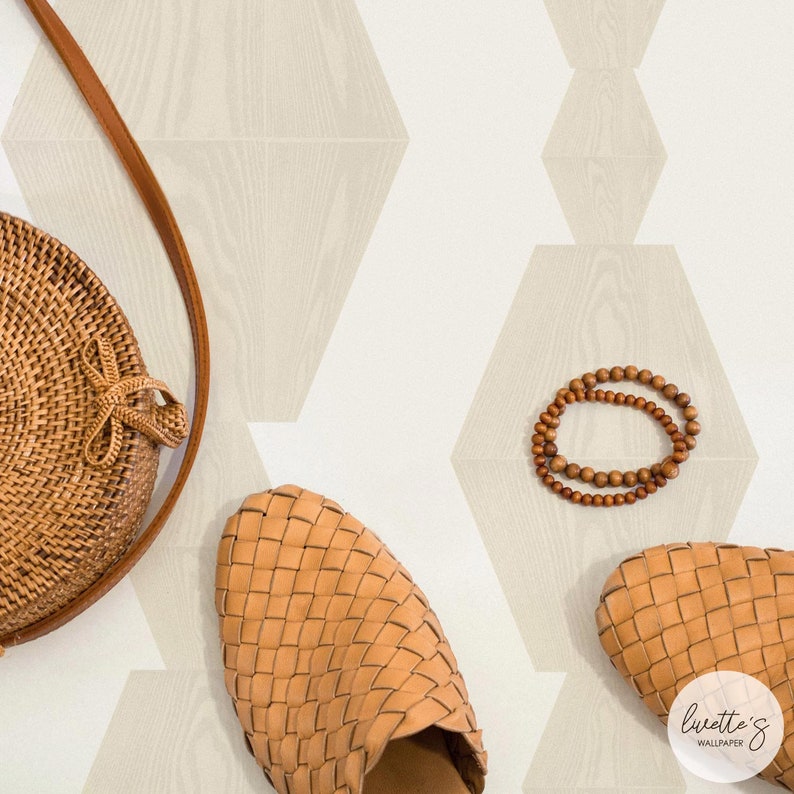 Neutral Infinity Wood Block Design Removable Wallpaper Self - Etsy