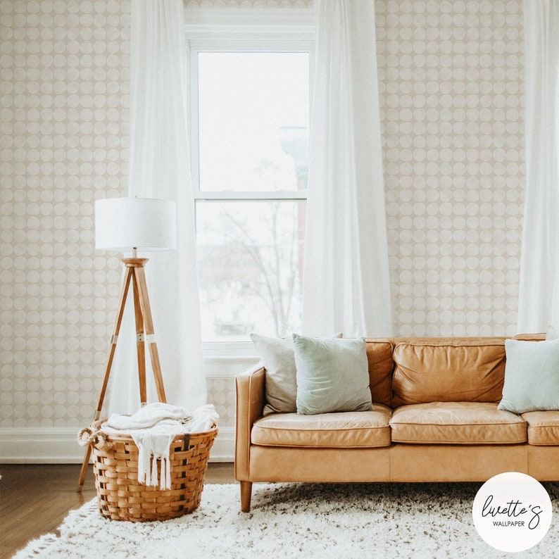 Neutral Retro Dots Design Removable Wallpaper / Abstract - Etsy