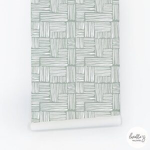 Sage Green Modern Plaid Design Removable Wallpaper, Peel and Stick and ...