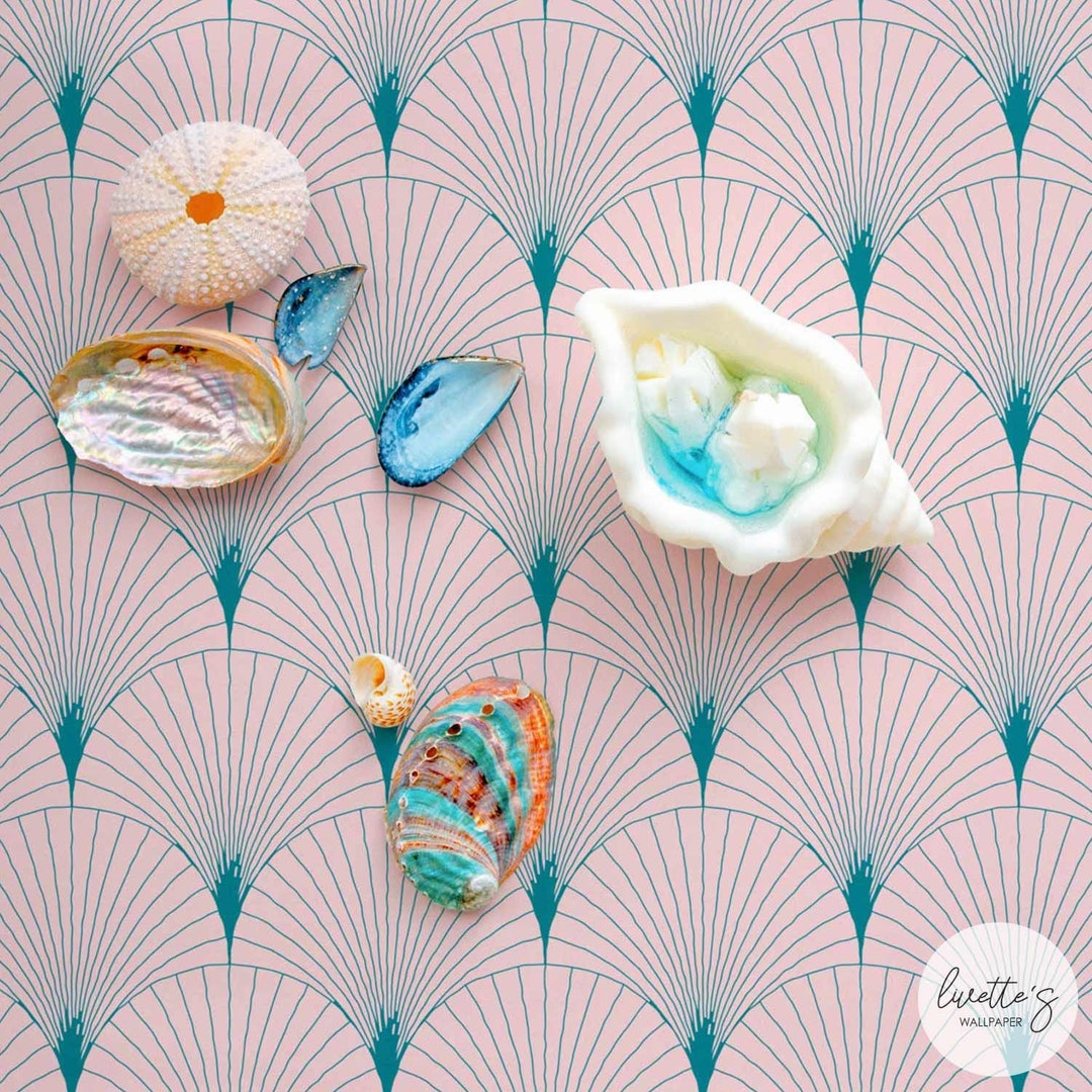 Pink Delicate Scallop Wallpaper Art Deco Scallop Tiles - Etsy