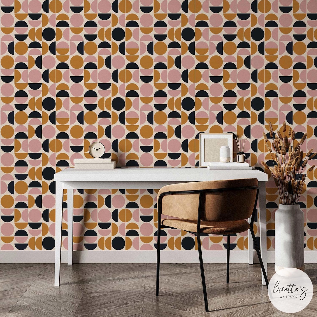 Retro Colors Soft Geometric Wallpaper, Traditional or Removable ...