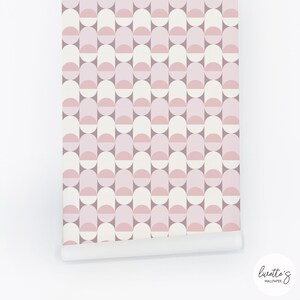 Pastel Pink Retro Design Wallpaper, Traditional or Removable Wallpaper ...