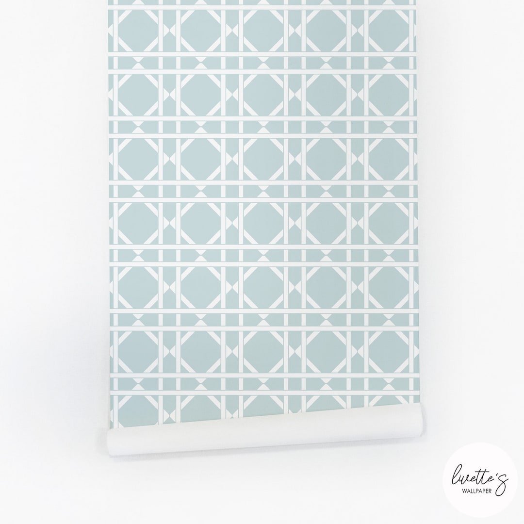 Light Blue Cane Pattern Removable Wallpaper, Temporary or Traditional ...