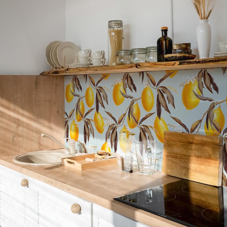 Lemon Kitchen Backsplash: Peel and Stick Vinyl Tiles - Etsy