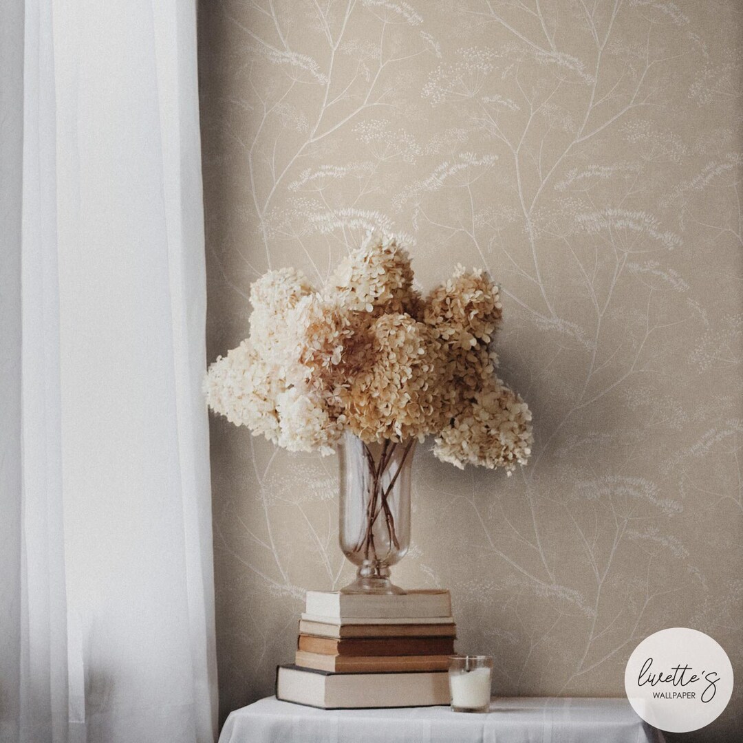 Hazelnut Color Wildflower Removable Wallpaper, Available as Self ...