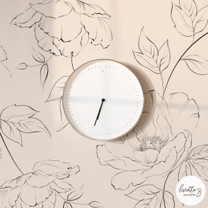 Pink Delicate Floral Removable Wallpaper, Oversized Flower Wallpaper ...