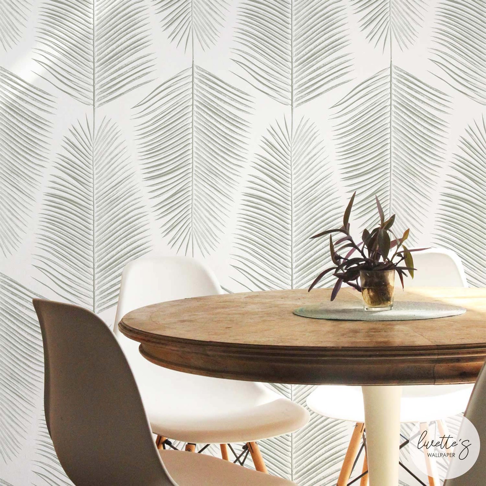 Green Color Palm Leaves Removable Wallpaper Self Adhesive or - Etsy