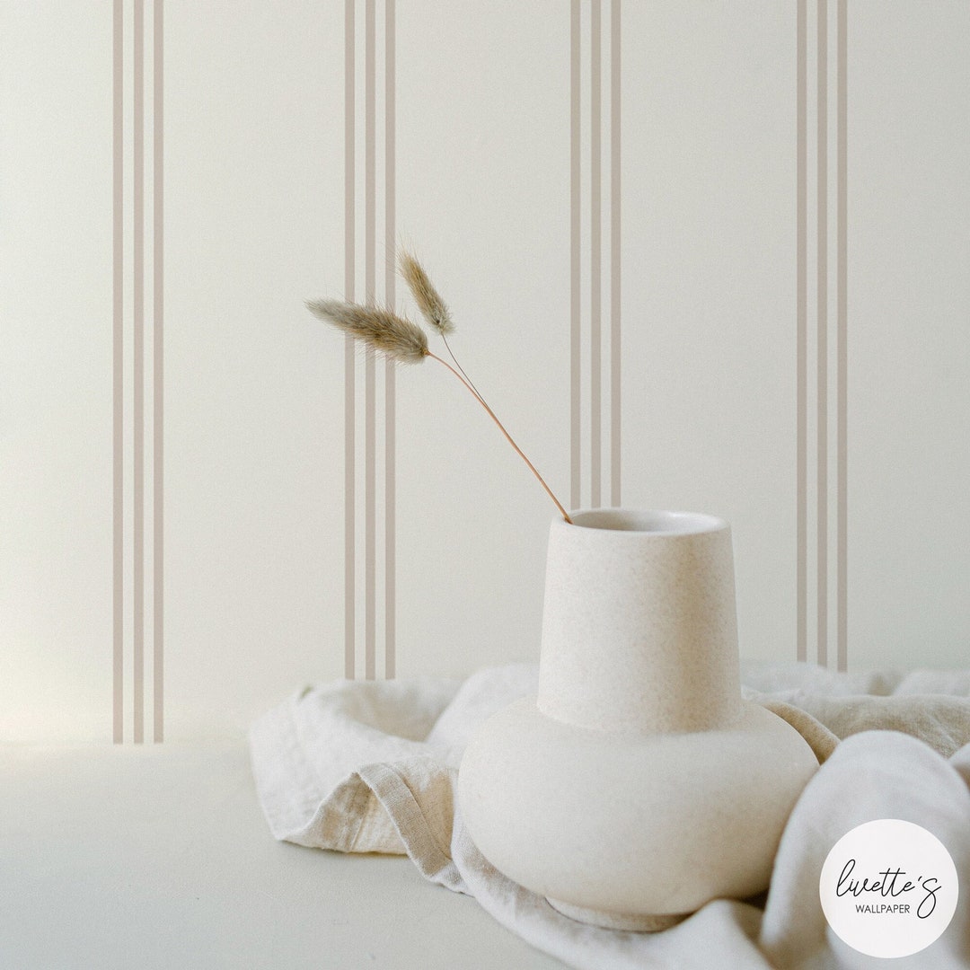 Neutral Minimal Stripes Removable Wallpaper / Self Adhesive or ...