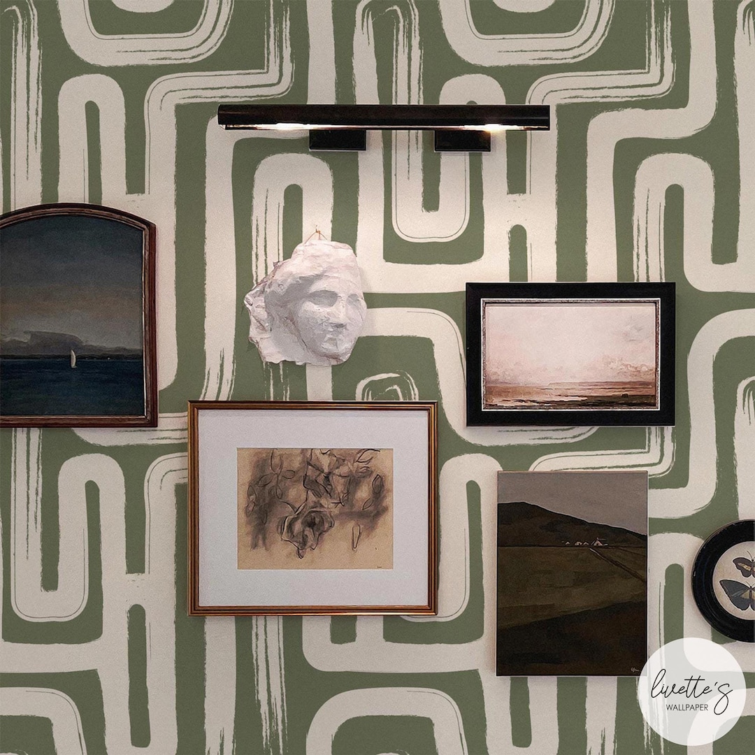 Green Wallpaper Line Art Wallpaper Vertical Striped Wallpaper Green ...