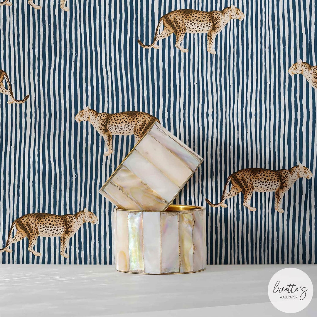 Bold Blue Leopard Design Wallpaper, Peel and Stick, Self Adhesive ...