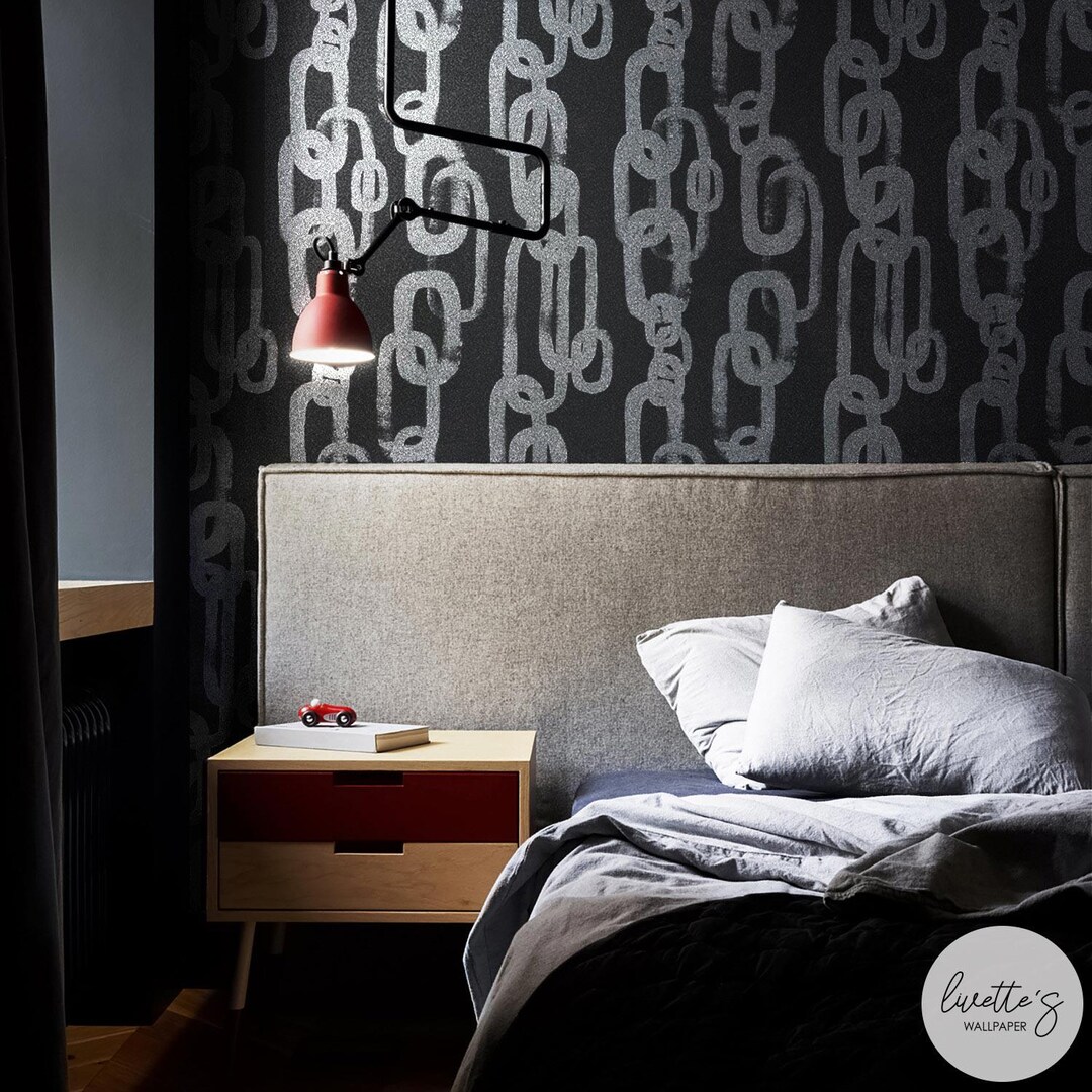 Metallic Silver Chain Pattern Wallpaper - Etsy