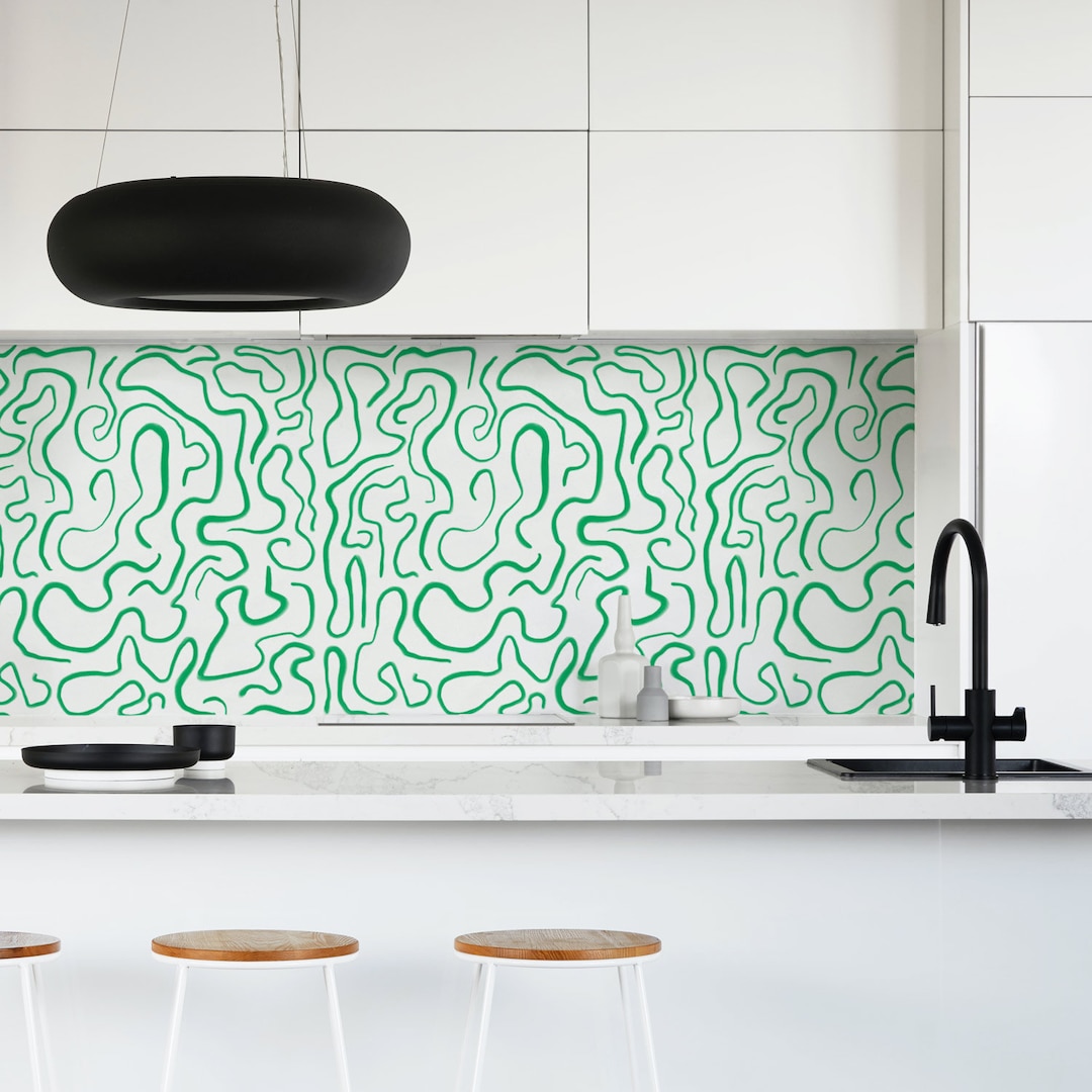 Peel and Stick Kitchen Backsplash Tiles Abstract Lines Behind Stove ...