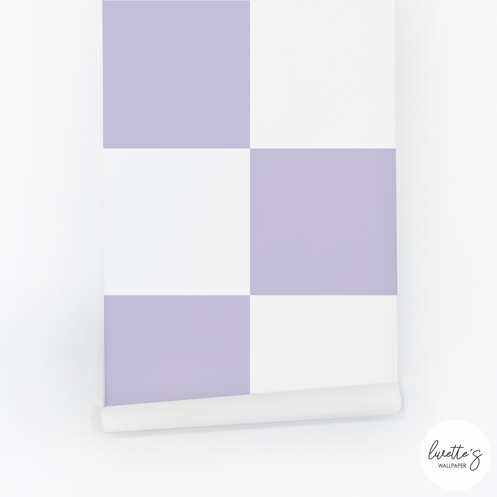 Pop Art Checkers Wallpaper in Lavender Color / Modern Design Wallpaper ...